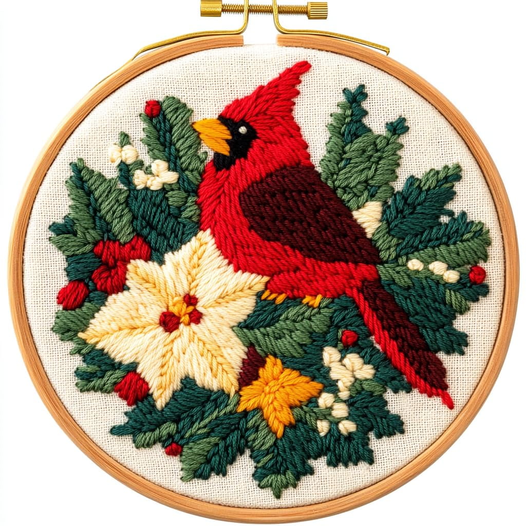 DIY Punch Needle kits Christmas Flowers Cardinal Bird Easy for ...