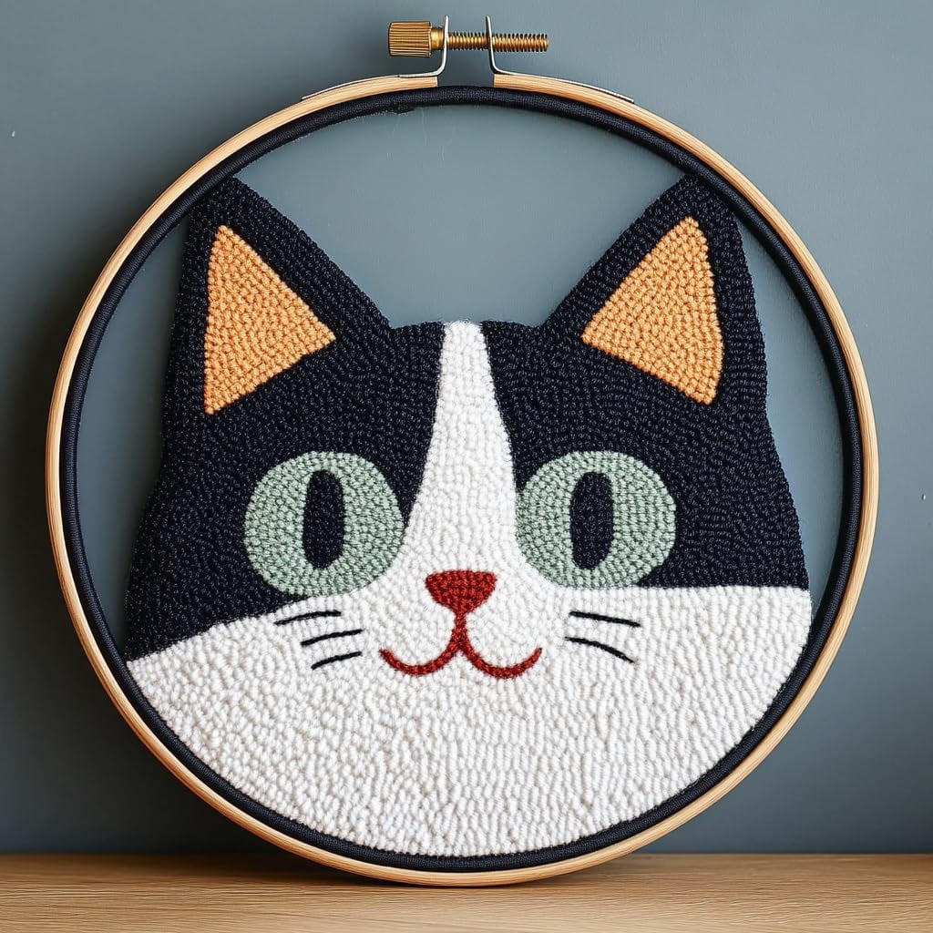 DIY Punch Needle kits Cute Cartoon Cat Easy for Beginners Punch Needle ...