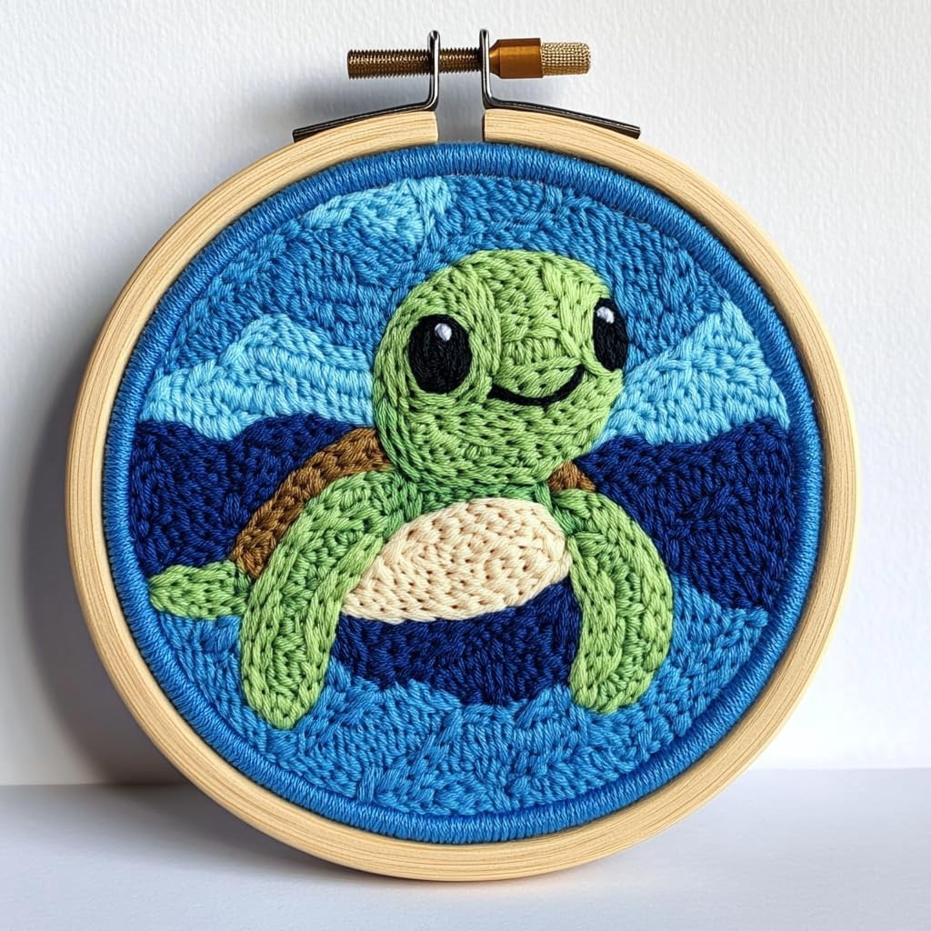 DIY Punch Needle kits Cute Sea Turtle Swim Corals Easy for Beginners ...