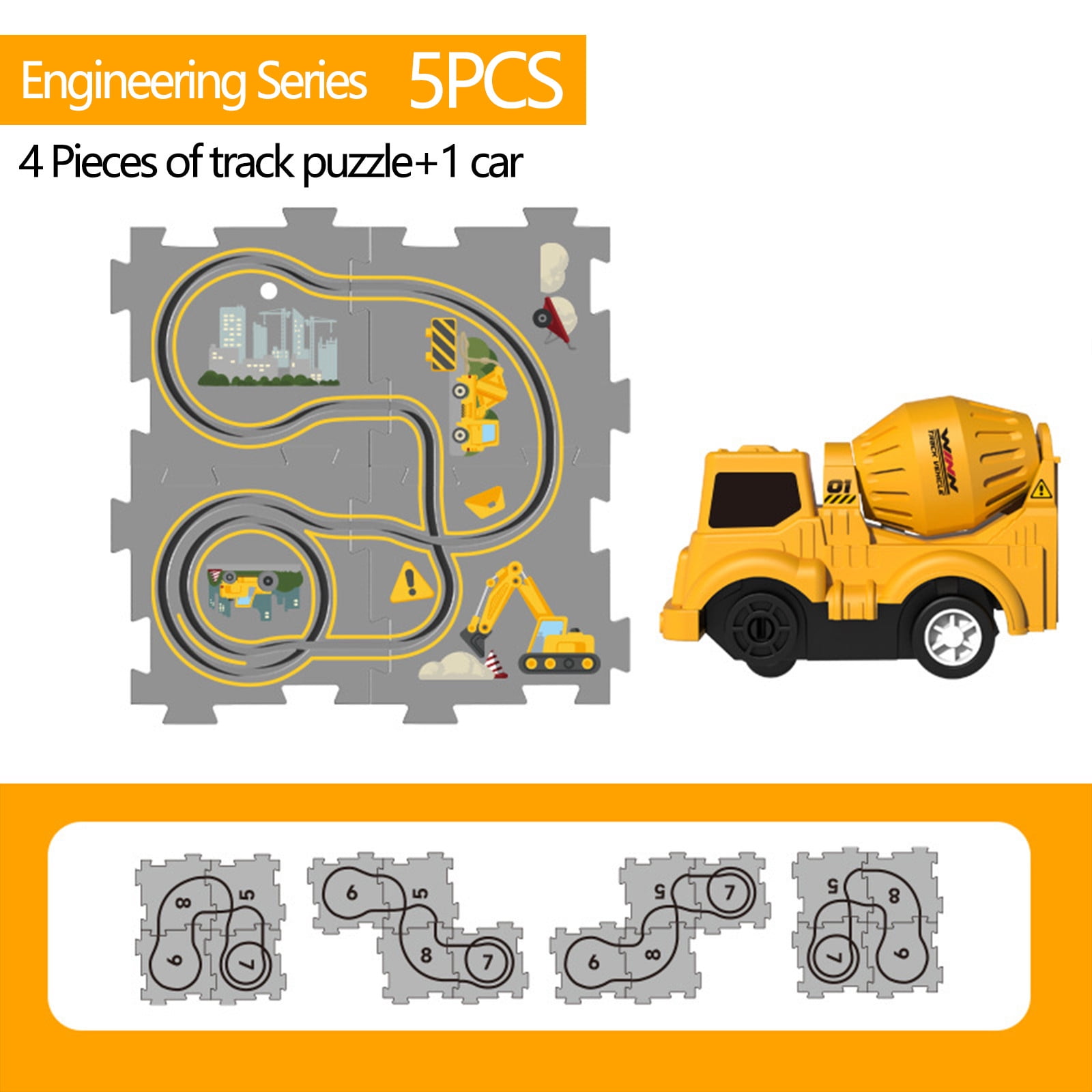 DIY Puzzle Tracks with Vehicles,Puzzle Car Track Play Set for Toddlers ...