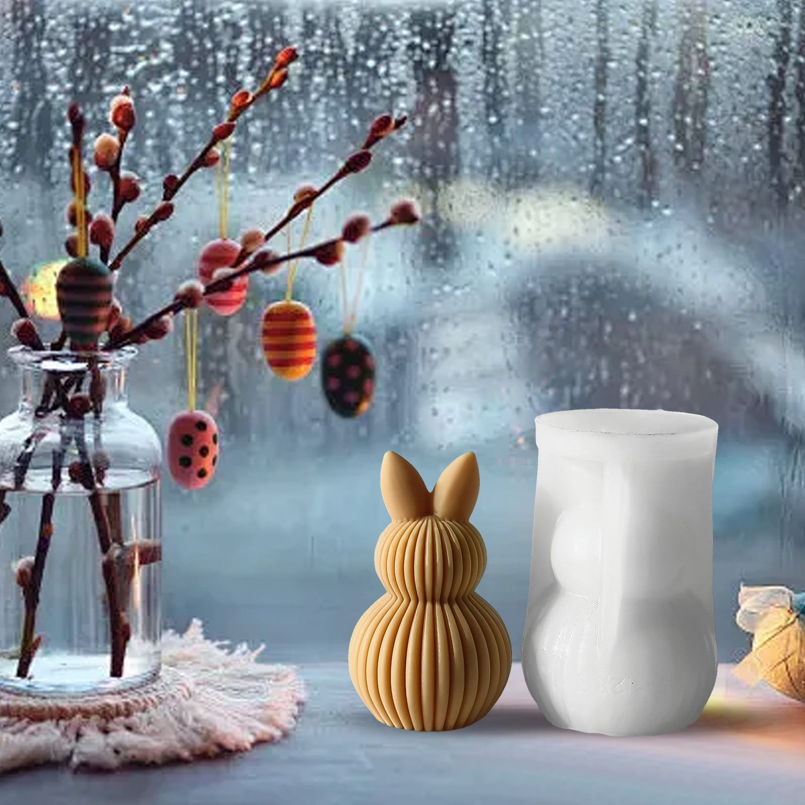 DIY Rabbit Silicone Candle Mold 3D Easter Egg Bunny Aromatherapy Soap ...