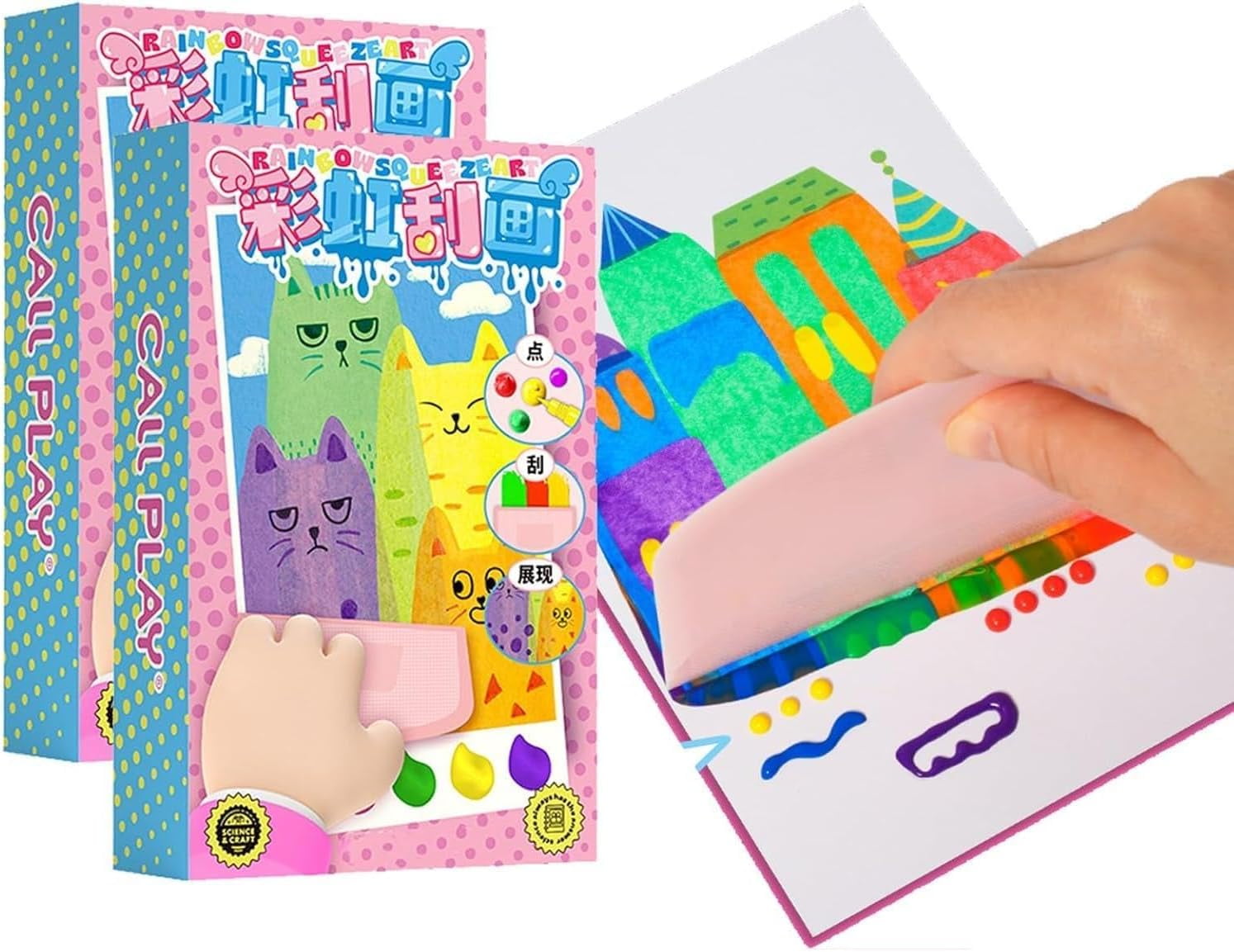 DIY Rainbow Scratch Art, Squeegee Art Kids Paint Kit, 35 Pieces DIY ...