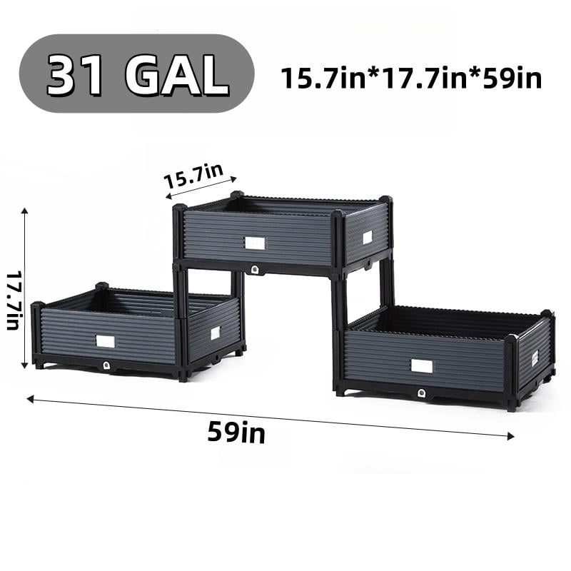 DIY Raised Garden Bed Weatherproof Stackable Planter Box for Flowers Herbs Vegetables UV ...