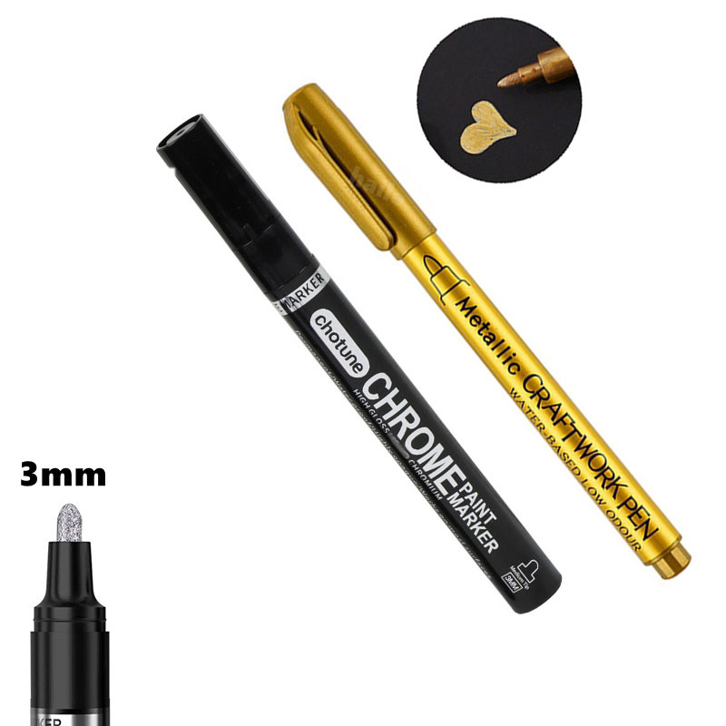 DIY Reflective Art Marker Paint Pen Silver Mirror Chrome Alcohol Paint Reflect Silver Markers ...