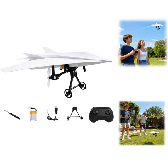 DIY Remote Control Paper Airplane with Gyro Stabilizer, Foldable ...