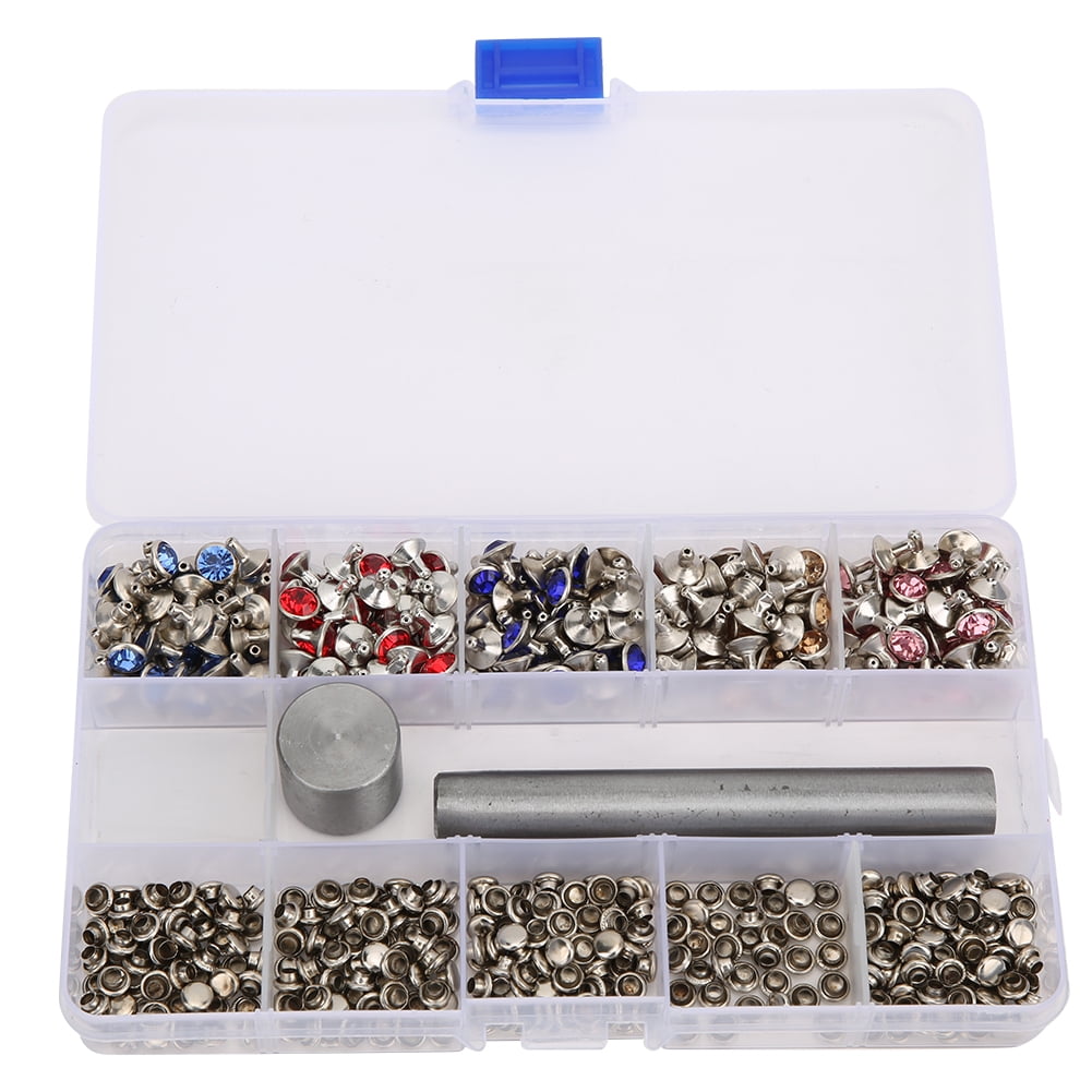 DIY Rhinestone Stud Rivet Kit, 250Pcs, 5 Colors, 8mm, 3Pcs Tools for ...