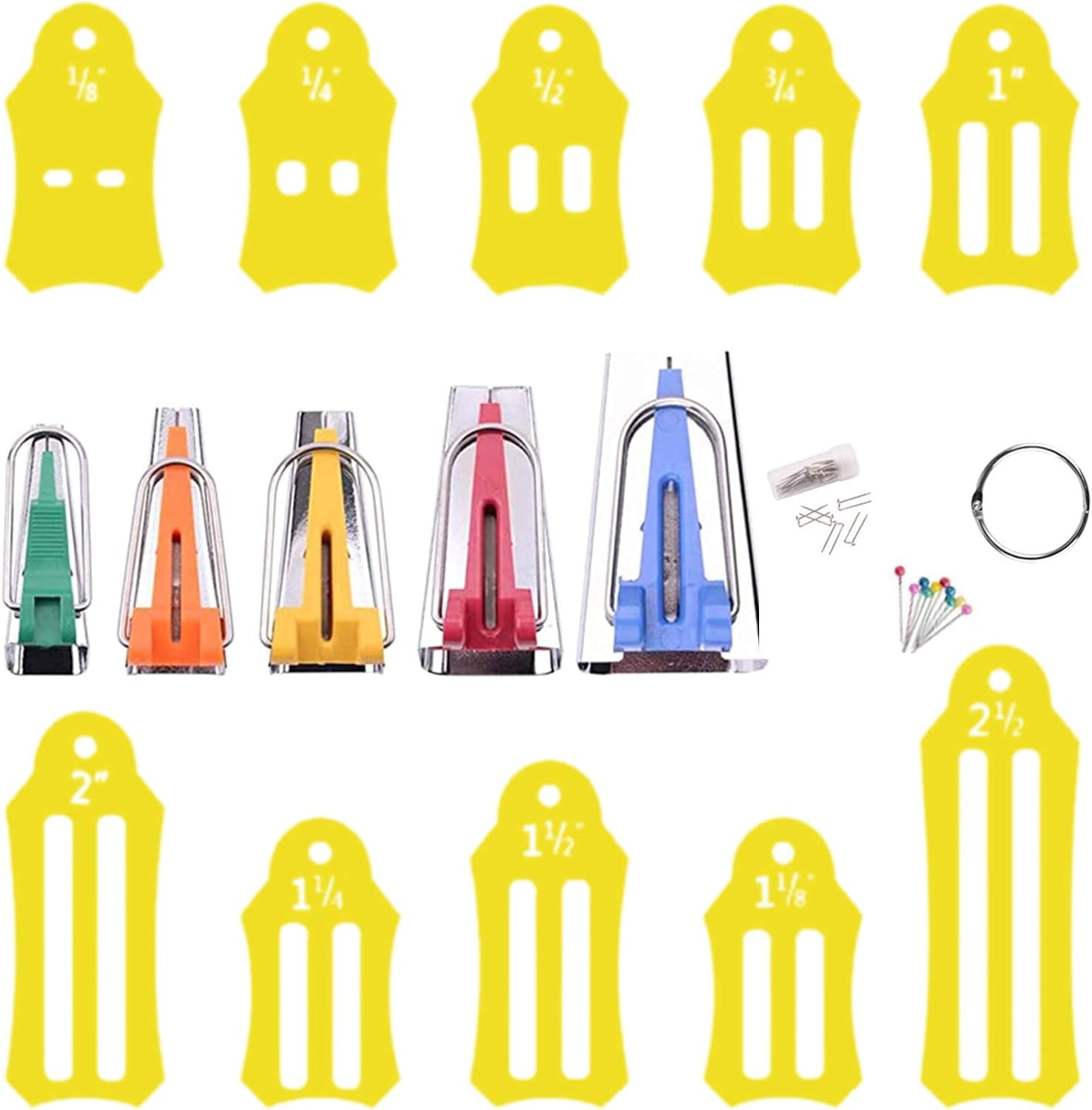 DIY Ribbon Making Tool,Double Fabric Fold Bias Tape Maker Kit Practical ...