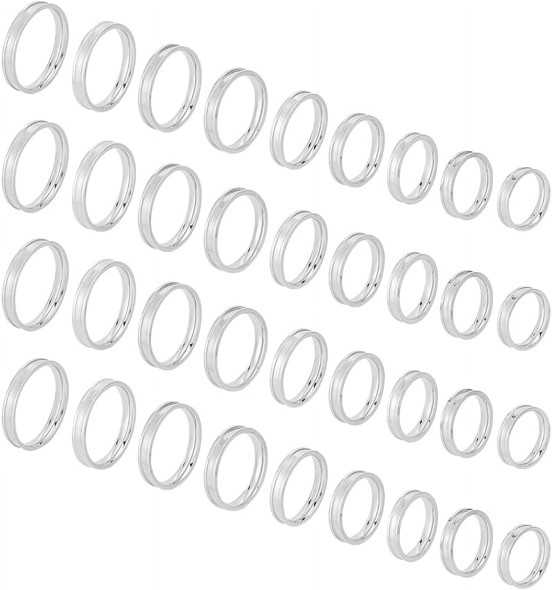 DIY Ring Core Blank Narrow Stainless Steel Grooved Finger Ring Round ...