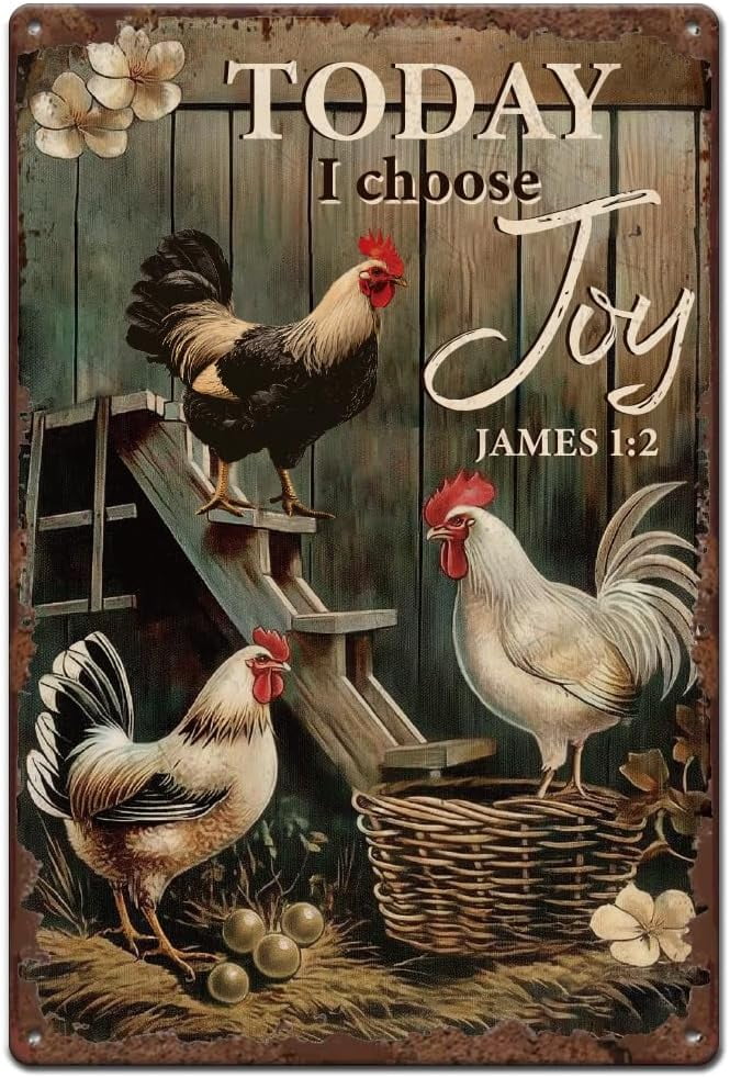 DIY Rooster Metal Tin Signs Retro Metal Coop Sign Vintage Chicken Sign ...