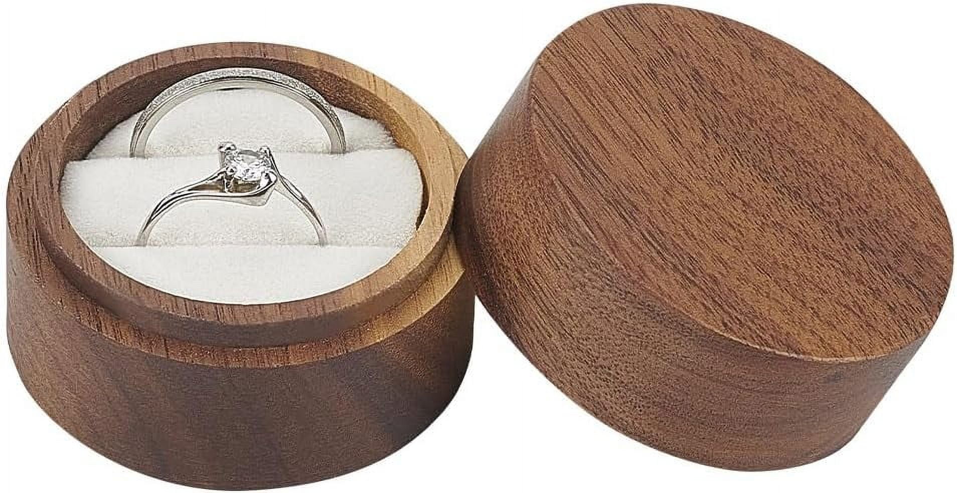 Diy Round Walnut Wooden Ring Box 4 9x3 6cm Solid Wood Jewelry Ring Box
