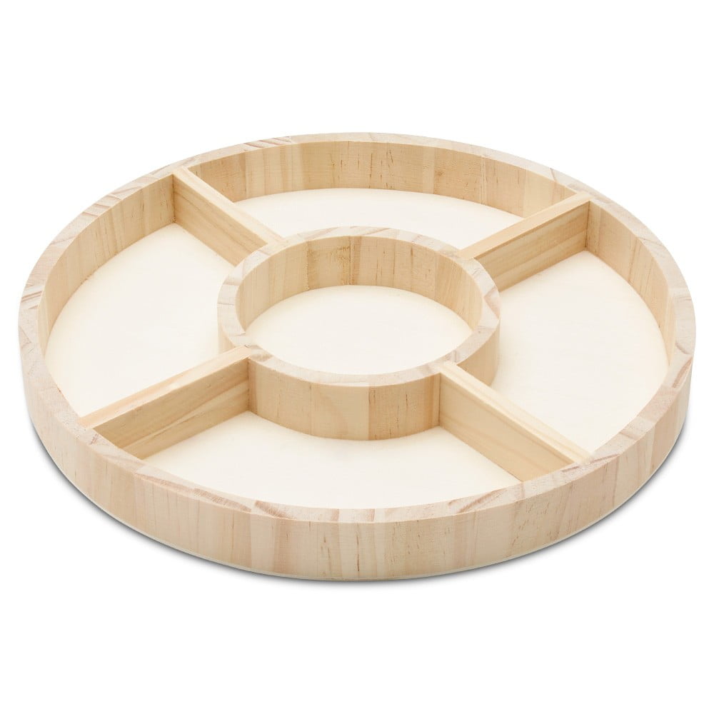 DIY Round Wooden Divided Serving Tray 12-inch, Pack of 3 5-Section ...