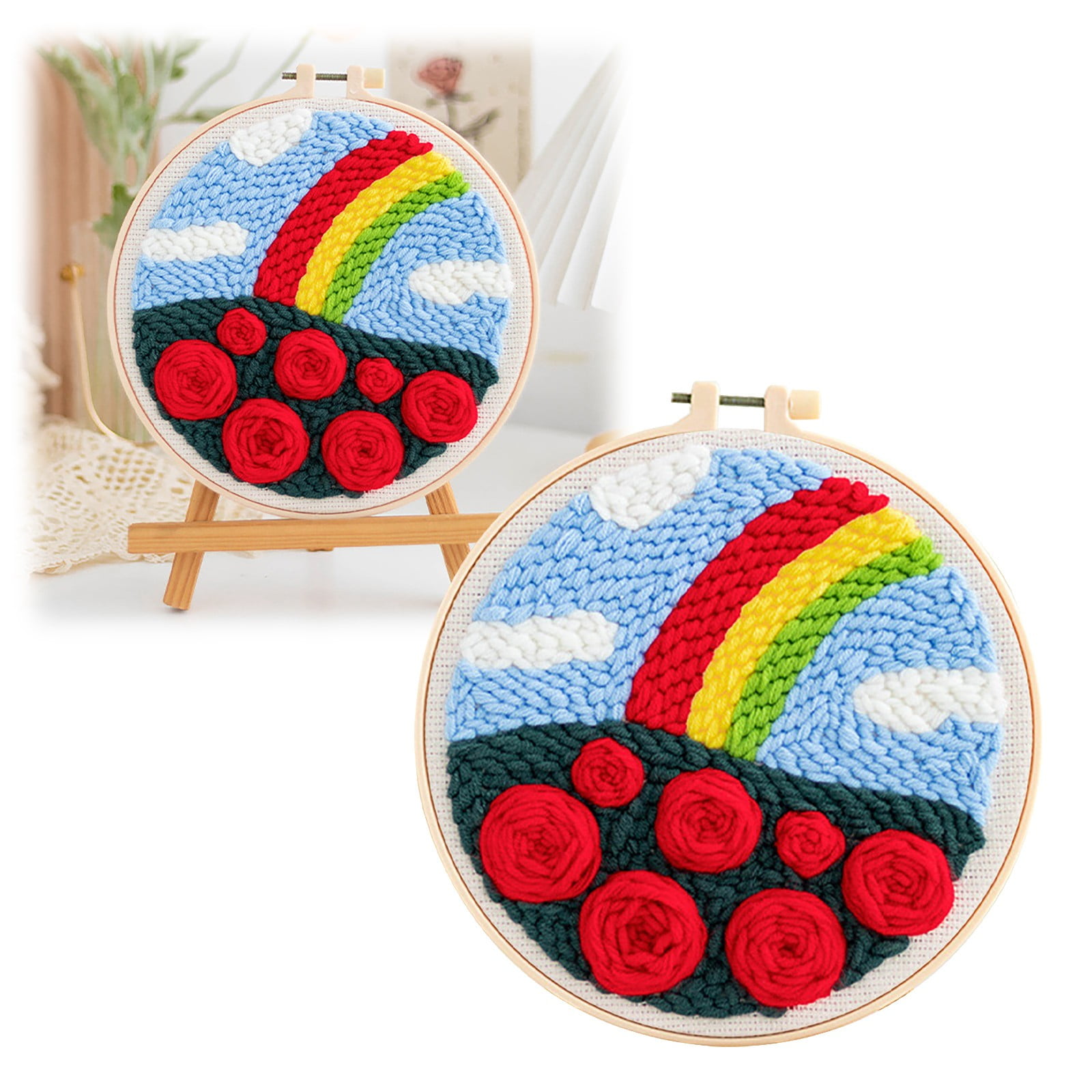 DIY Russian wool poke embroidery material package by hand|E|Punch Needle Kit Adult Beginner DIY ...