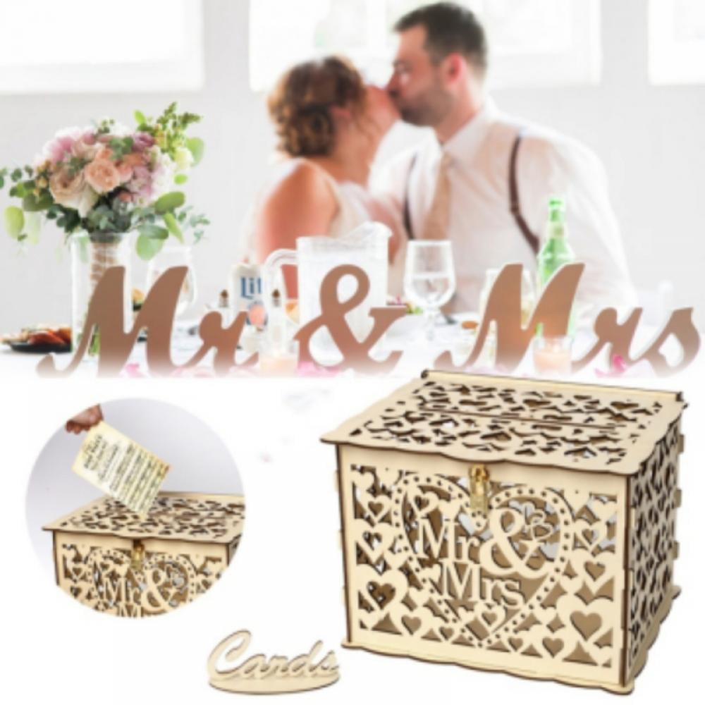 DIY Rustic Wedding Card Box with Lock and Card Sign Wooden Gift Card ...