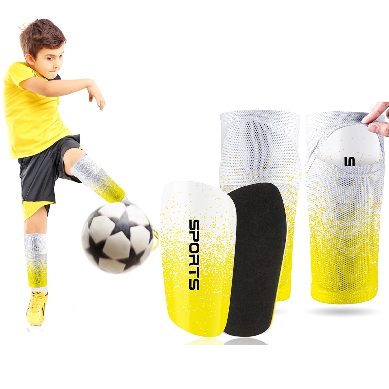 DIY. STORE 1 Pair Kids Soccer Shin Guards with 1 Pair Calf Sleeves ...