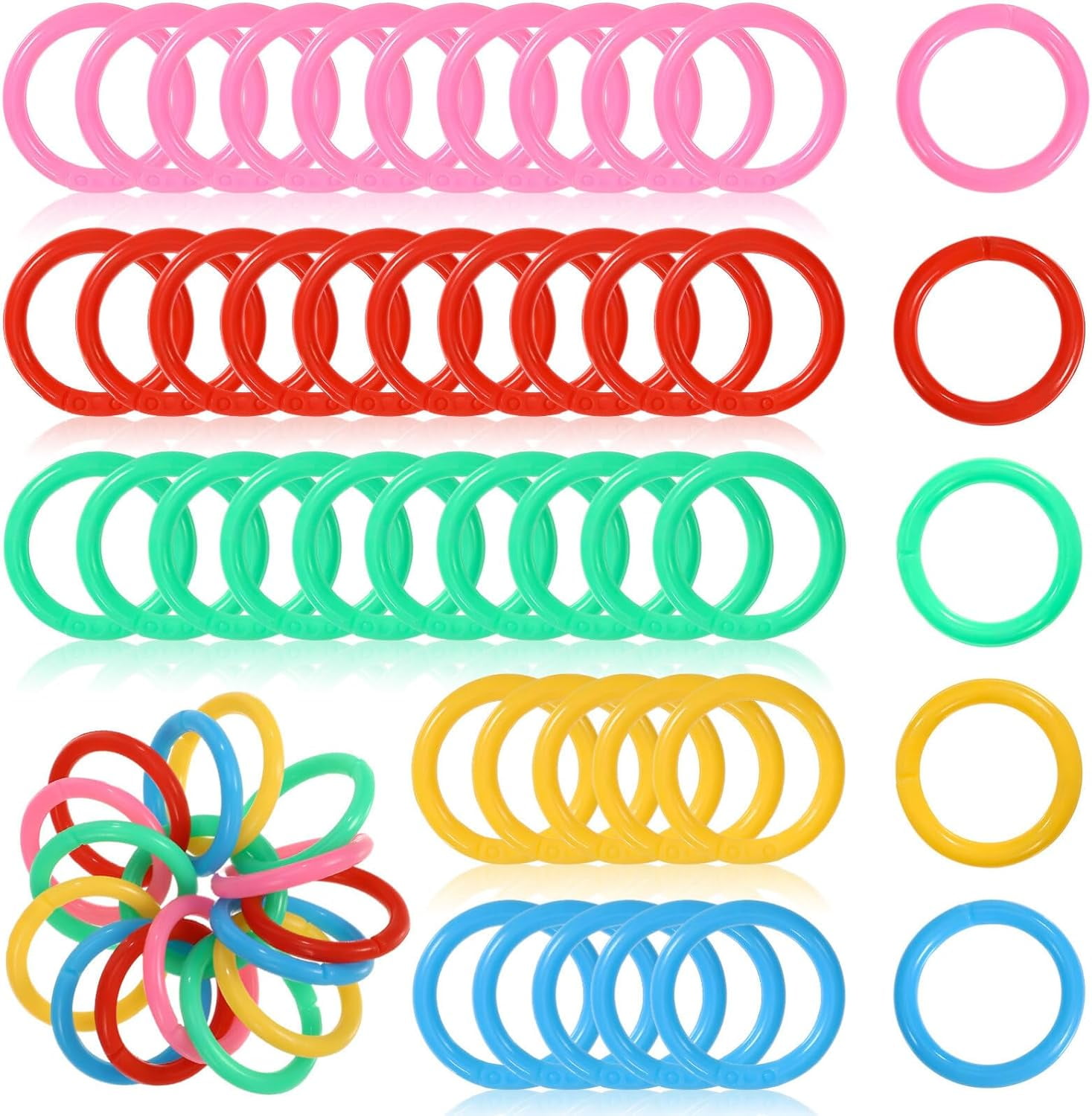 DIY.STORE 100 Pcs Binder Rings Plastic Book Rings Paper Rings Flashcard ...