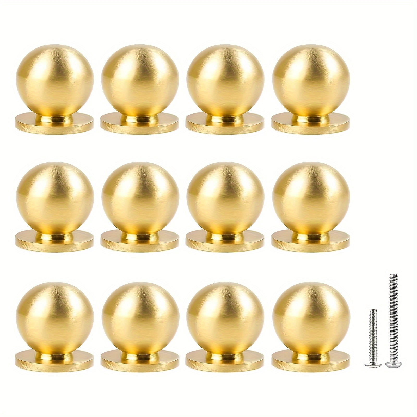 DIY. STORE 12 Pcs Gold Knobs, Round Golden Metal Handles for Drawers ...