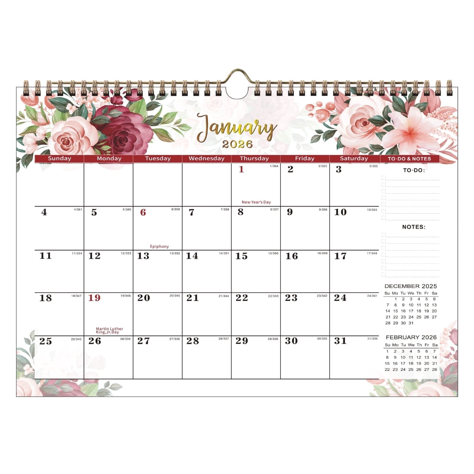 DIYMAG 2026-2027 Calendar Wall Calendar, Flowers Theme Planning ...