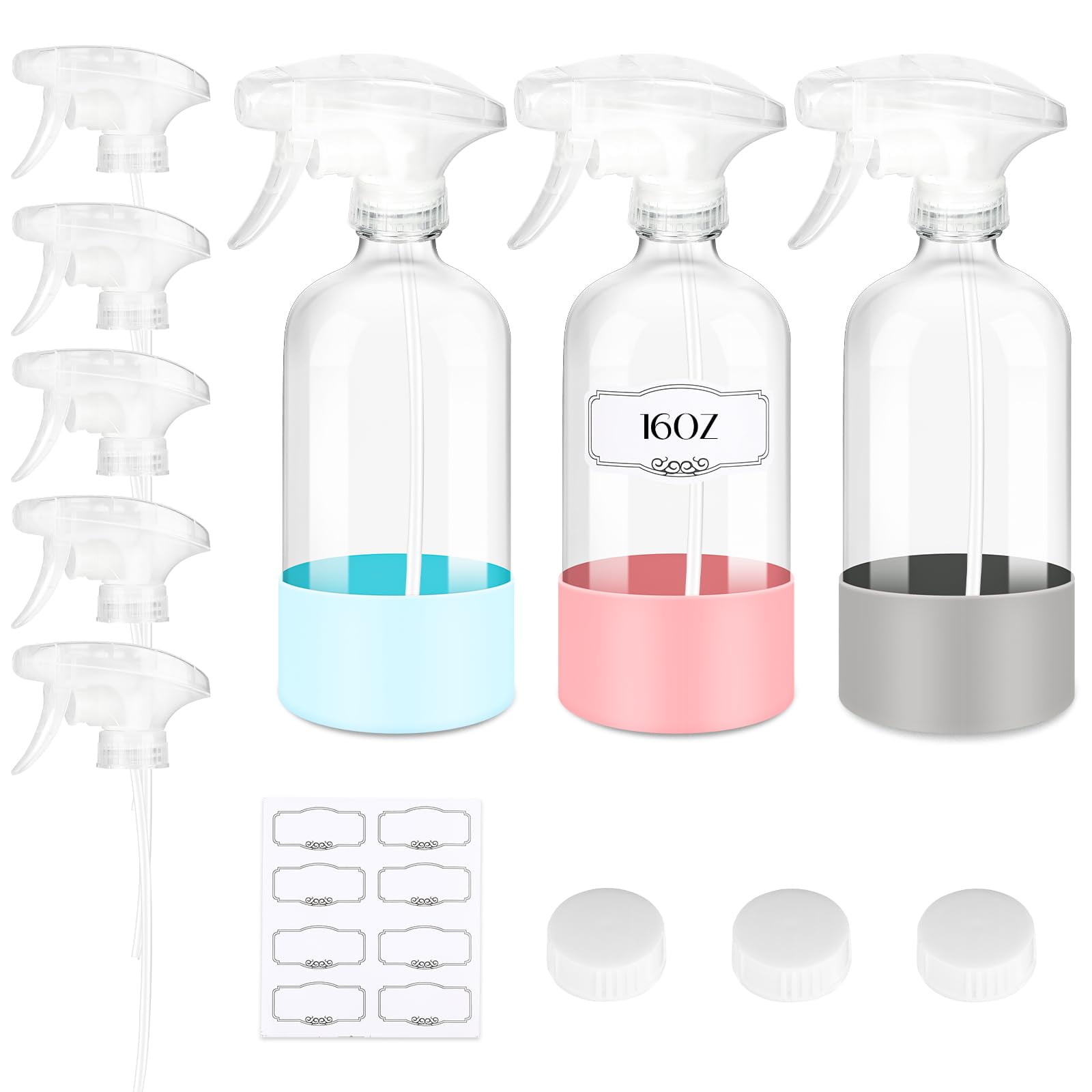 DIY.STORE 3 Pack/16 Oz Glass Spray Bottles, Refillable Empty Containers ...