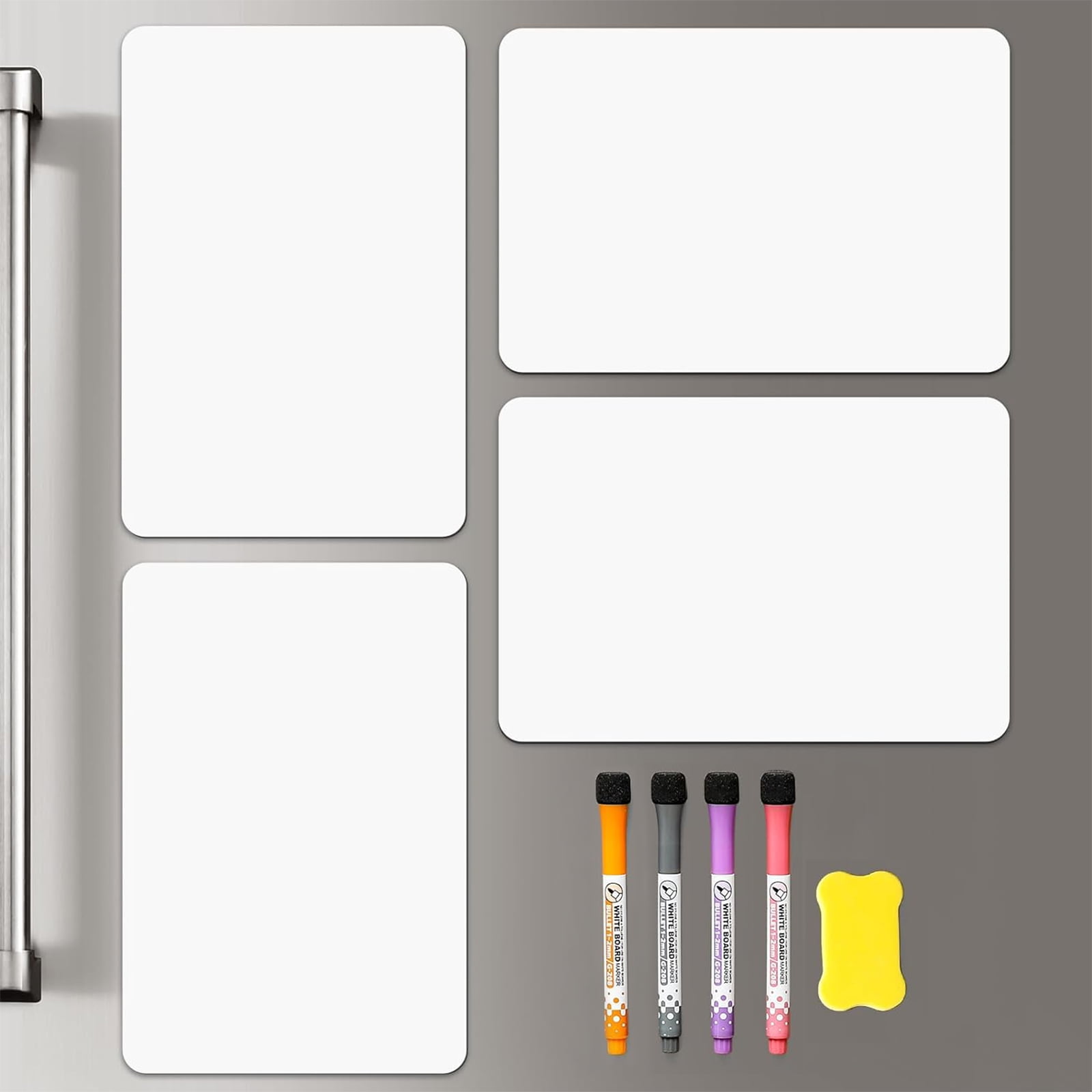 DIY.STORE 4 PCS Magnetic Dry Erase Board Sheet for Fridge, 12"x8 ...