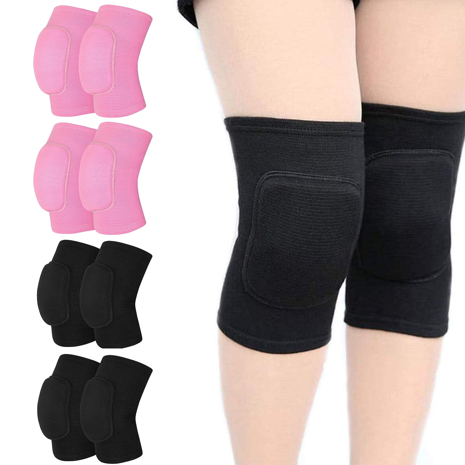 Diystore 4 Pairs Volleyball Knee Pads, Shock-Absorbing Foam, Pink Black ...