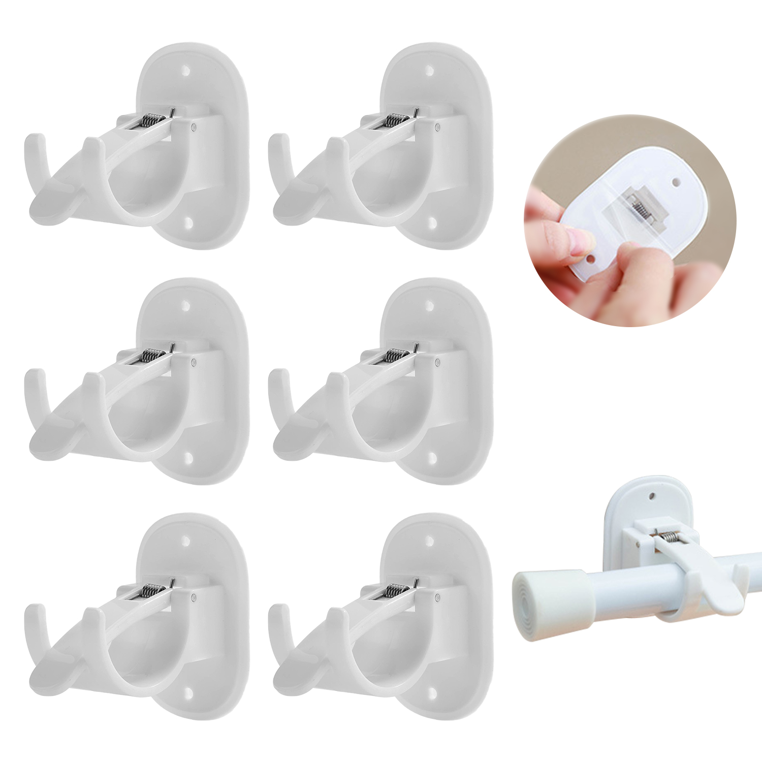 Spark Innovators Silver Tap Bracket Curtain Rod Mounting Brackets, No ...