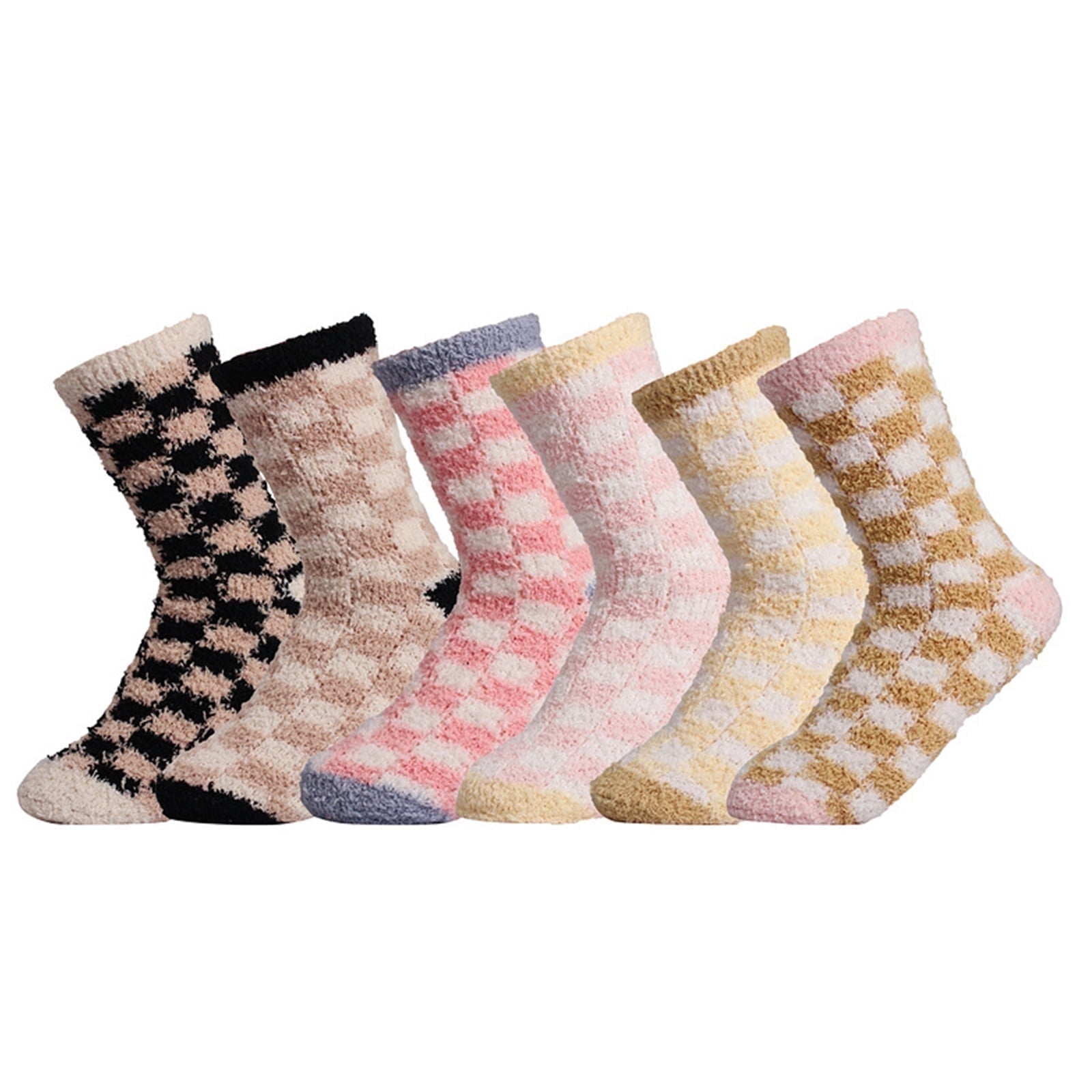 DIY.STORE 6 Pairs Fuzzy Socks for Women/Girls/Mom, Flannel Socks Gift ...