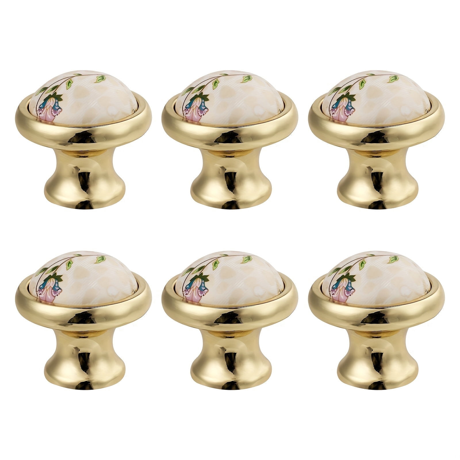 DIY. STORE 6 Pcs Ceramic Ceramic Knob, Flowers Ceramic Knob Zinc Alloy ...