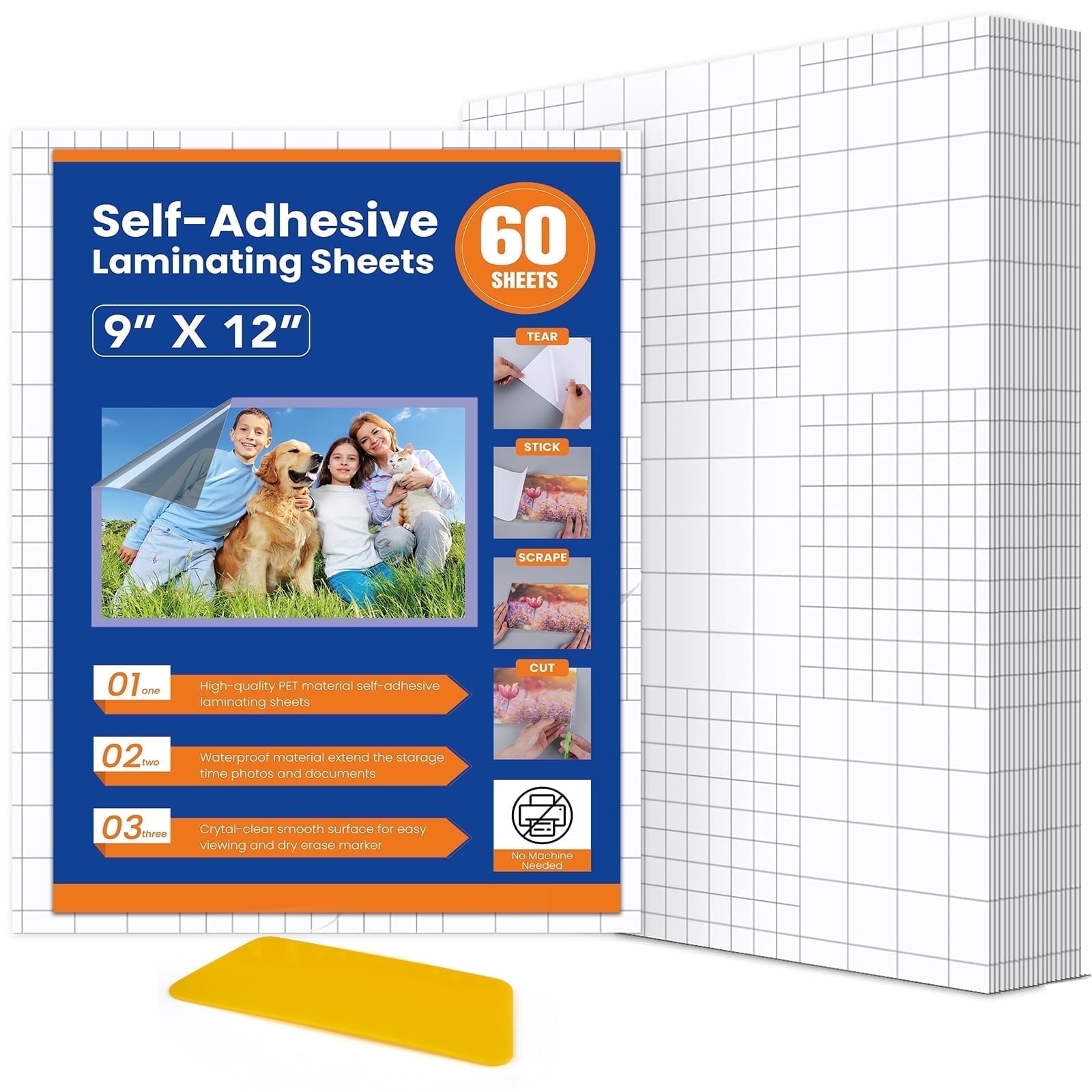 DIYMAG 60 Pcs Self-Adhesive Laminating Sheets, 9 x 12 Inches Clear ...