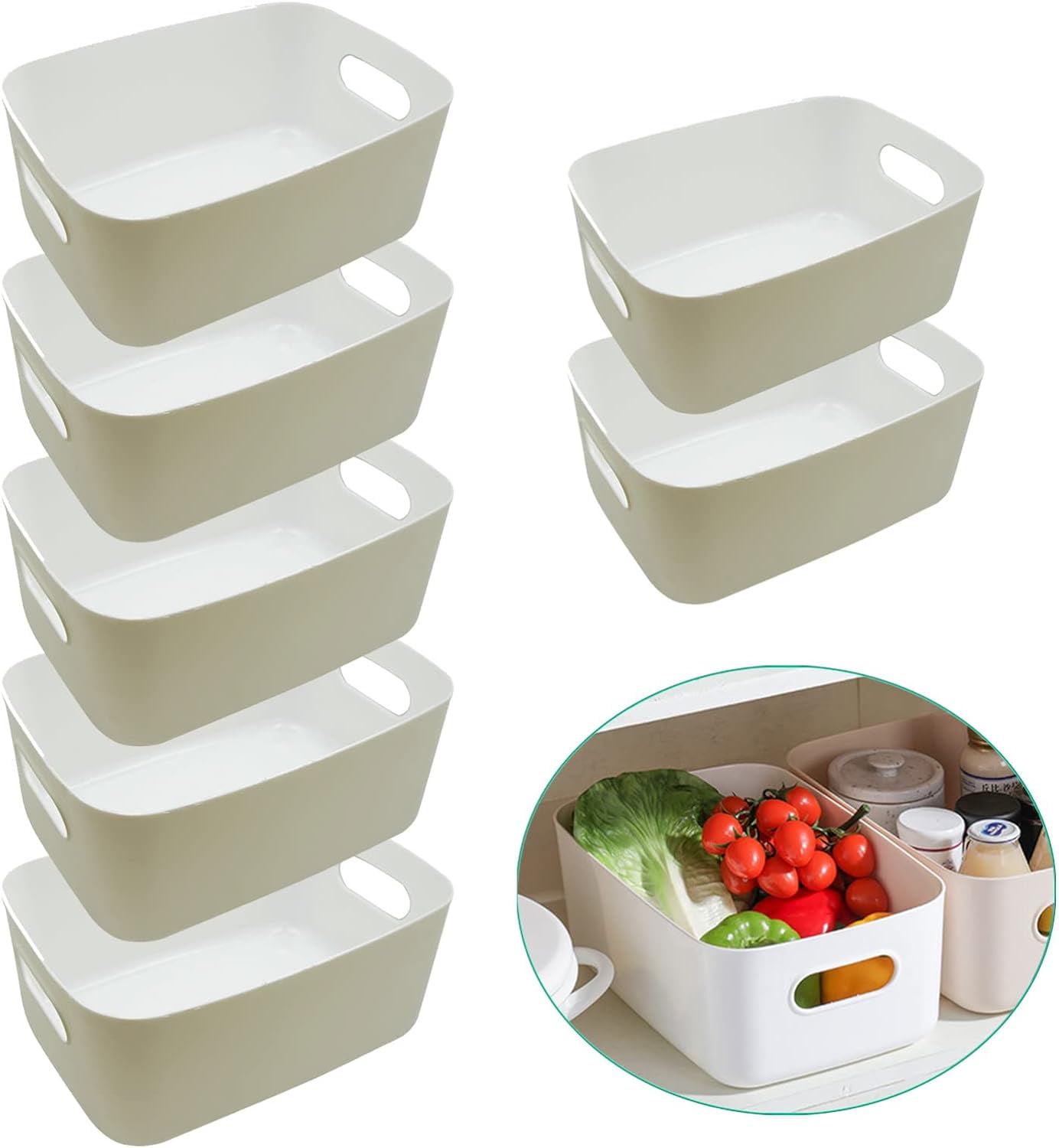 DIY. STORE 7 Pcs Plastic Storage Bins with Handles, Open Storage ...