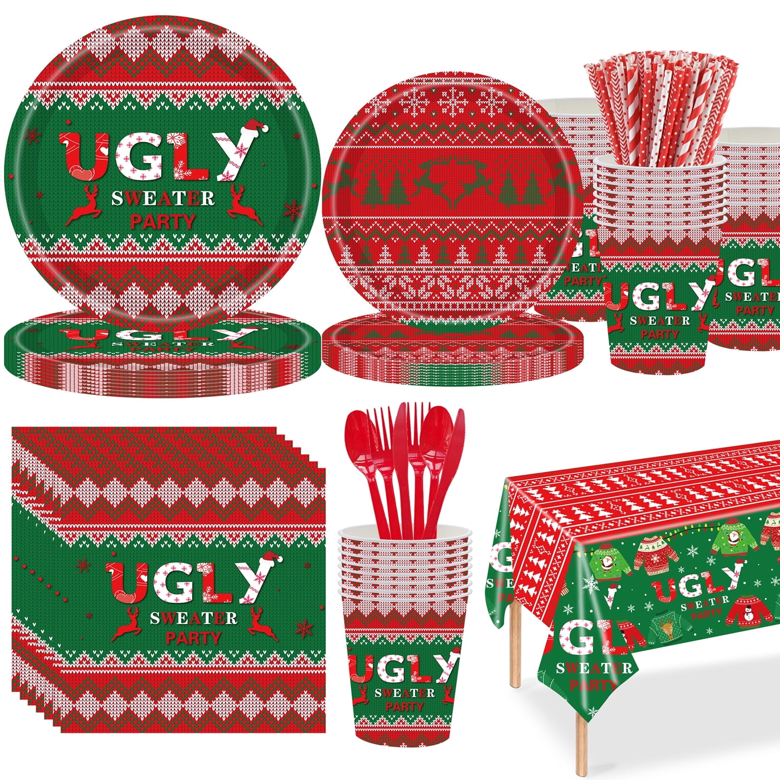 DIY.STORE Christmas Ugly Sweater Party Supplies, Tacky Sweater, 133 Pcs ...
