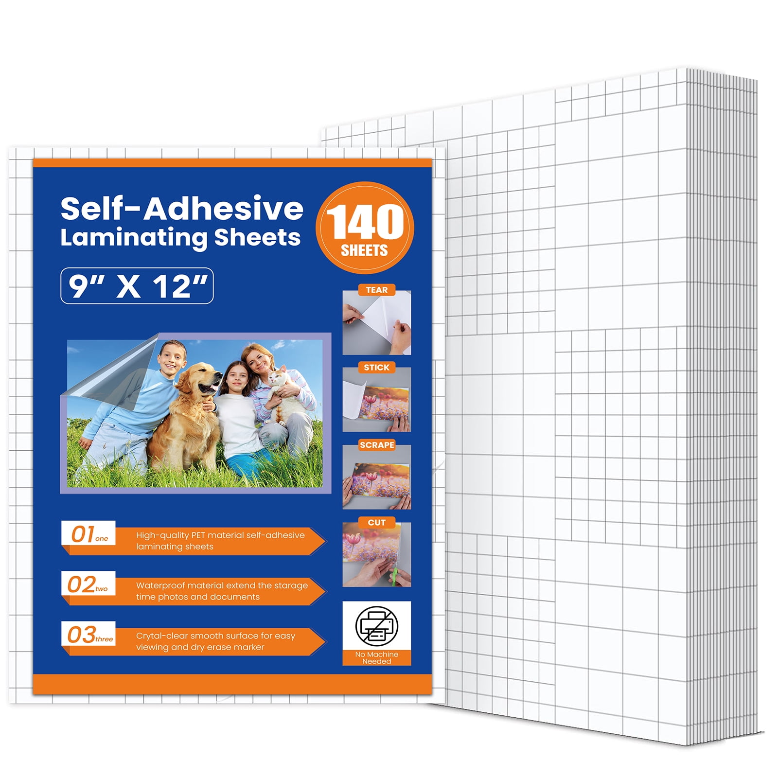 DIY.STORE 140 PCS Self-Adhesive, Waterproof Laminating Sheets, 9x12 ...