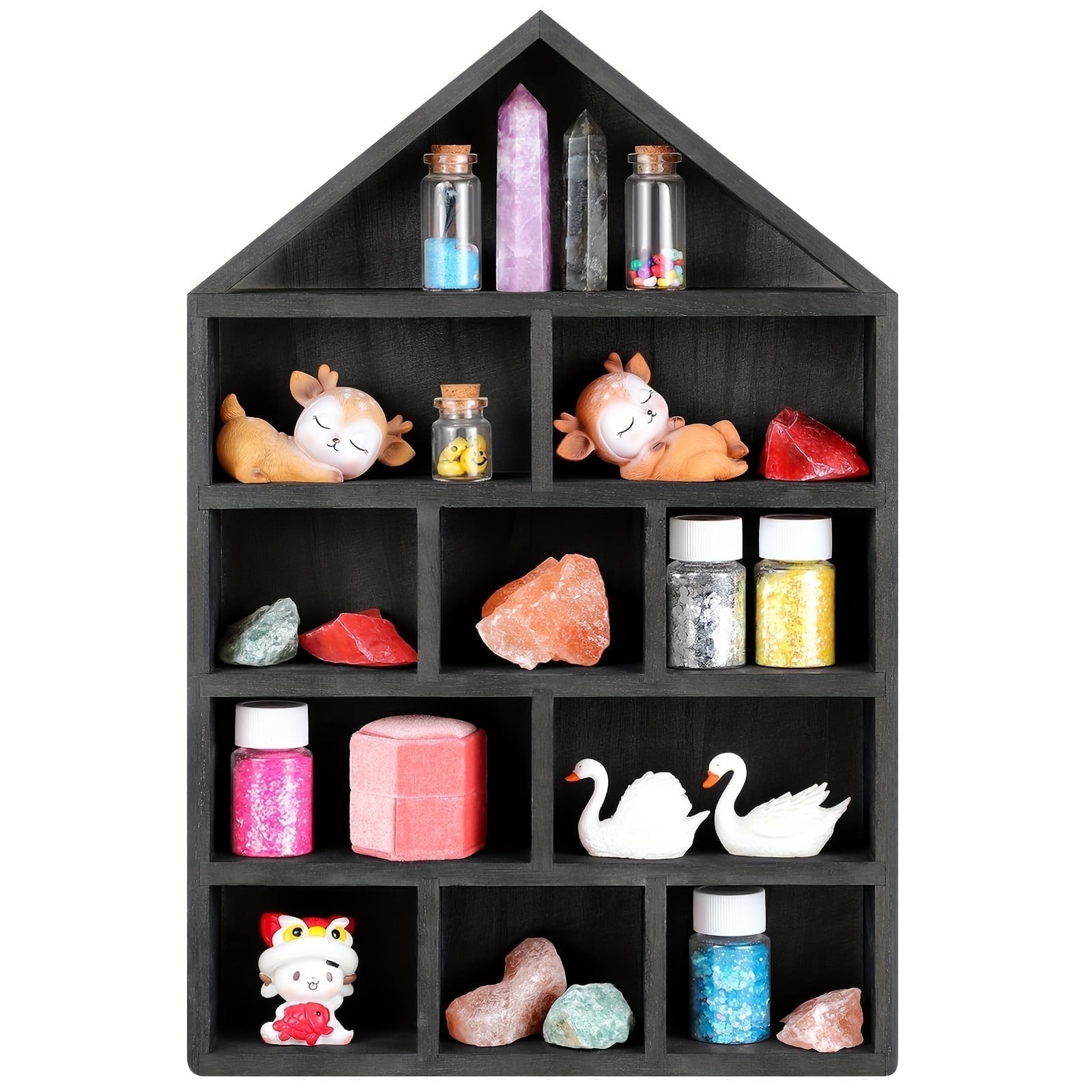 DIY.STORE Wall Hanging Display Case for Figures, House-Shape Wall ...
