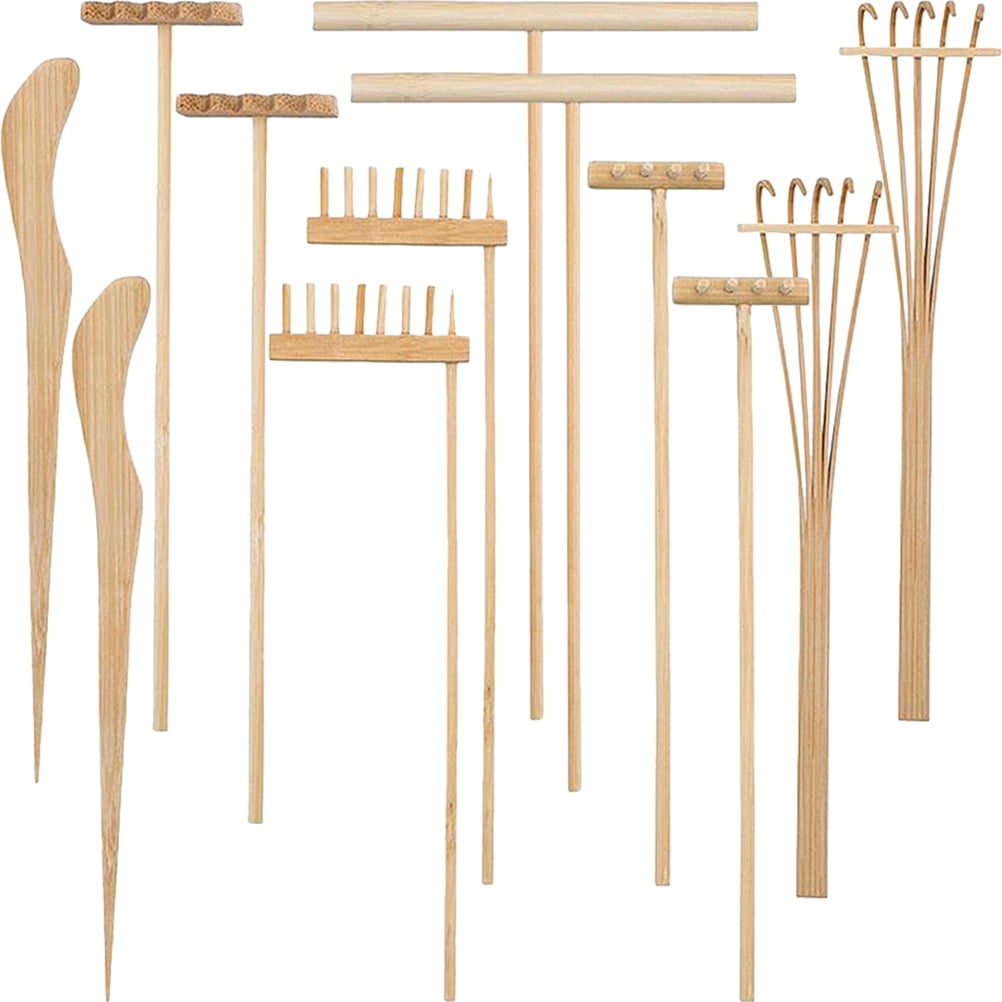 DIY Sand Table Mini Rakes Set for Decoration Made of Bamboo 12pcs ...