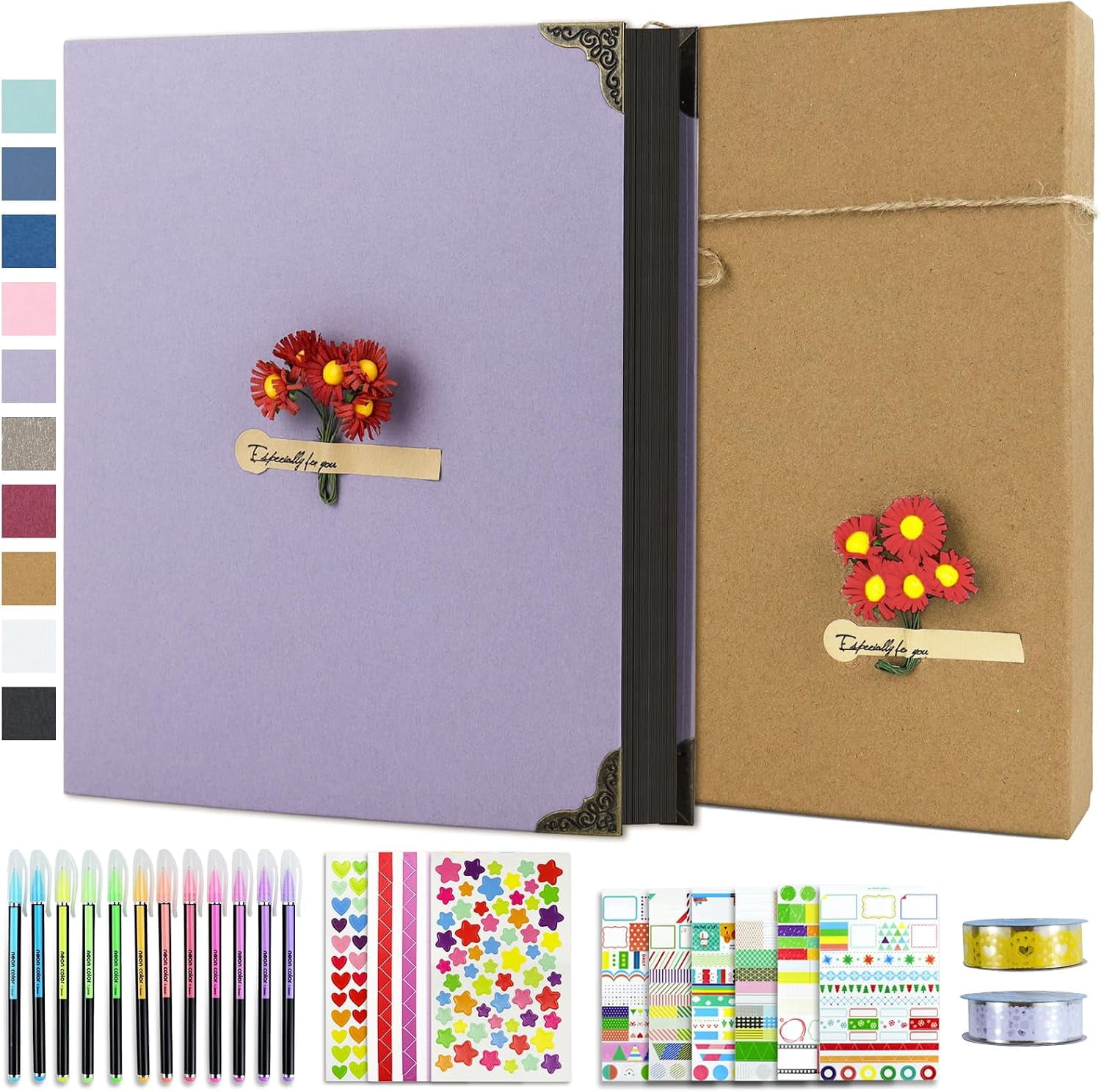 DIY Scrapbook Photo Album Kit with Stickers, Pens, Tapes, 60 Pages ...
