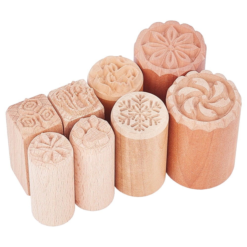 DIY Scrapbook Wooden Stamps Column Square Mixed Patterns BurlyWood 8pcs ...
