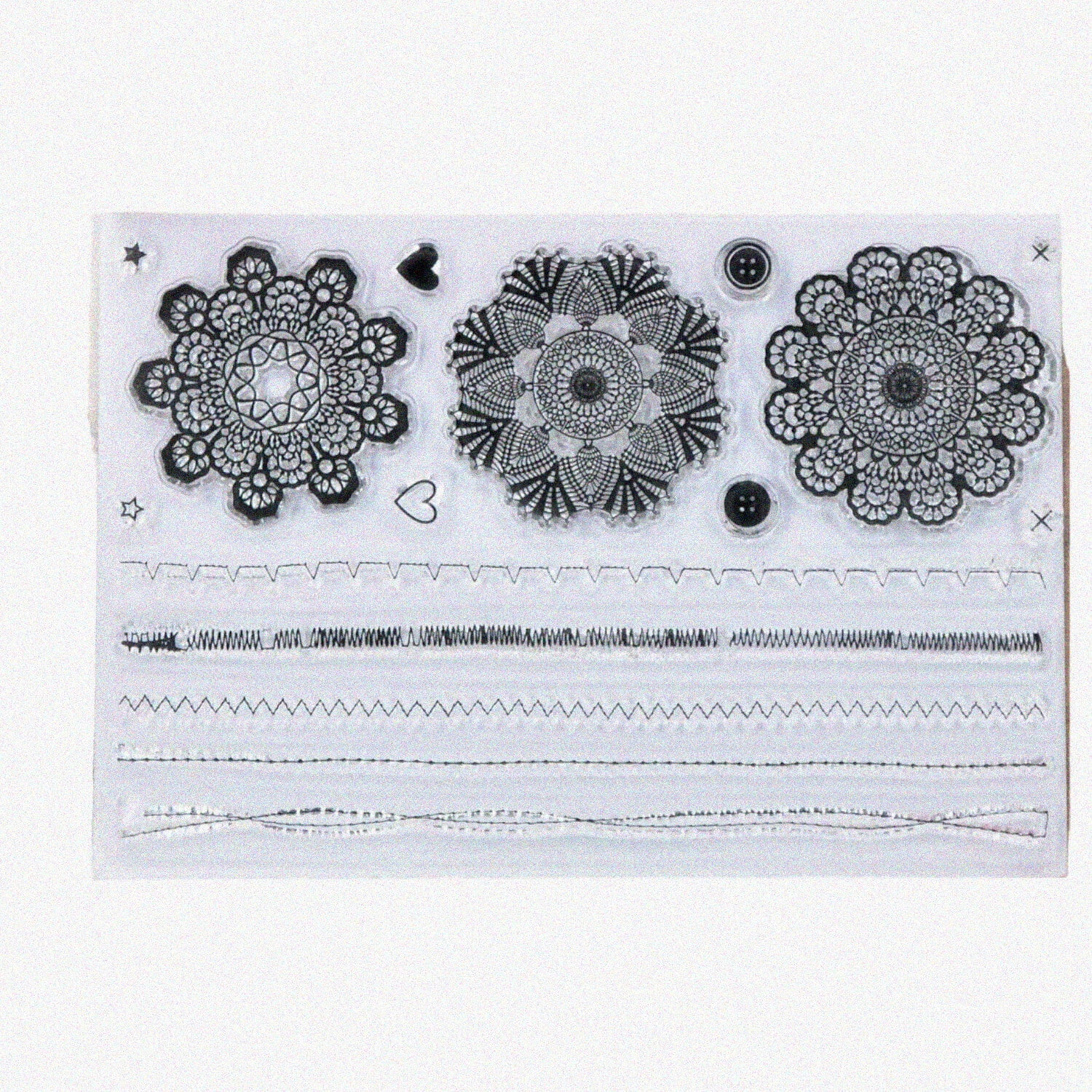 DIY Scrapbooking Clear Stamps Set - Sewing Thread, Lace, Button ...