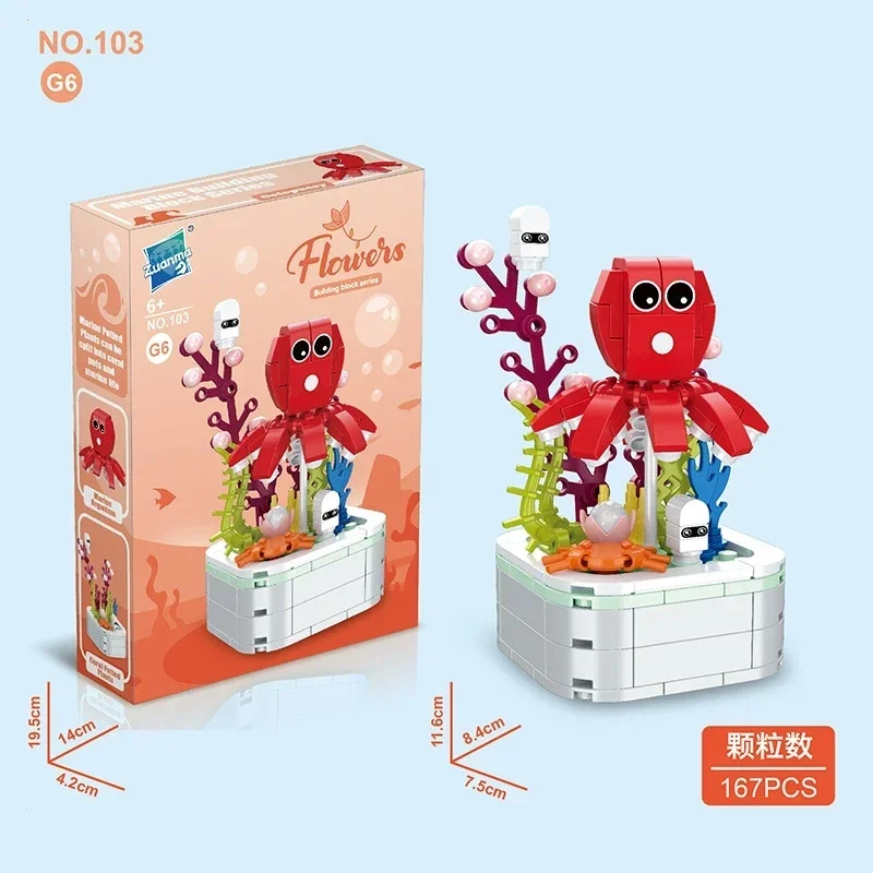 DIY Sea Animals Clownfish Crab Building Blocks Toys MOC Rays Turtles ...