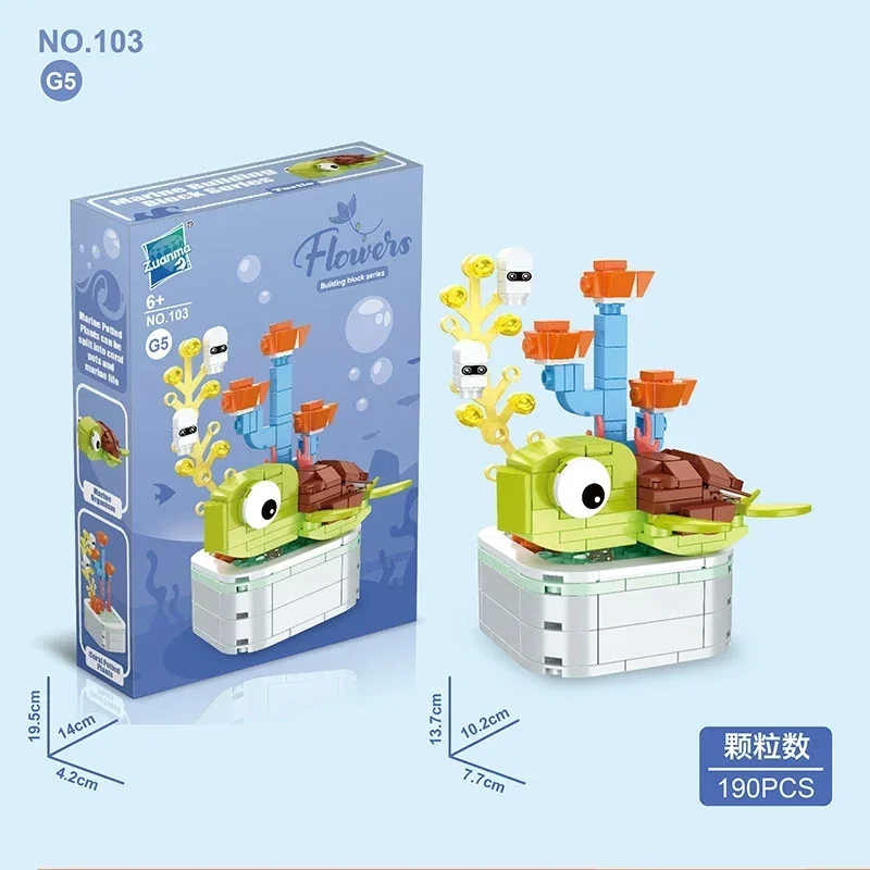 DIY Sea Animals Clownfish Crab Building Blocks Toys MOC Rays Turtles ...