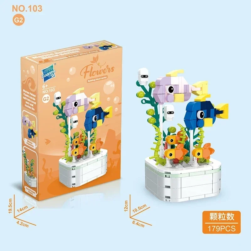 DIY Sea Animals Clownfish Crab Building Blocks Toys MOC Rays Turtles ...