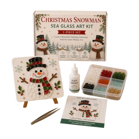 DIY Sea Glass Mosaic Art Kit, Christmas Sea Glass Art Kit with Colorful ...