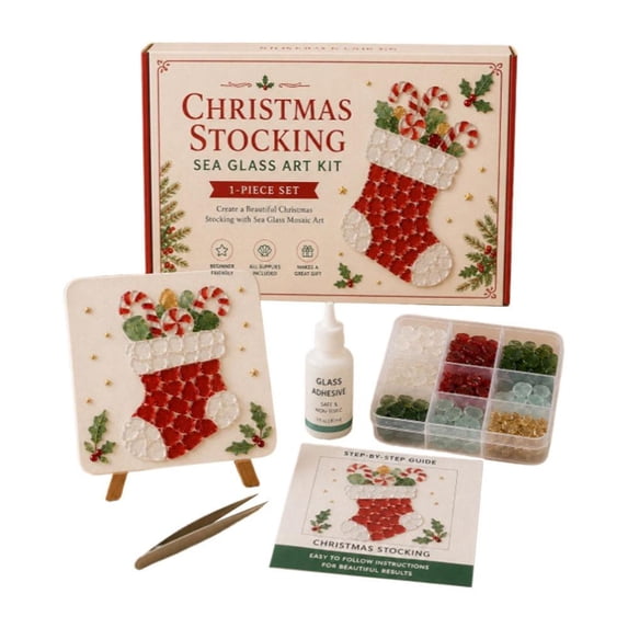 DIY Sea Glass Mosaic Art Kit, Christmas Sea Glass Art Kit with Colorful ...