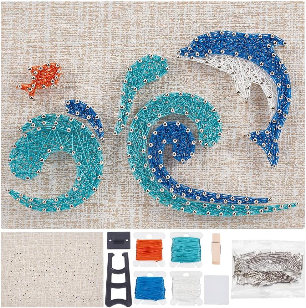 DIY Sea Waves String Art Kit for Beginner 3D Blue Whale String Art ...