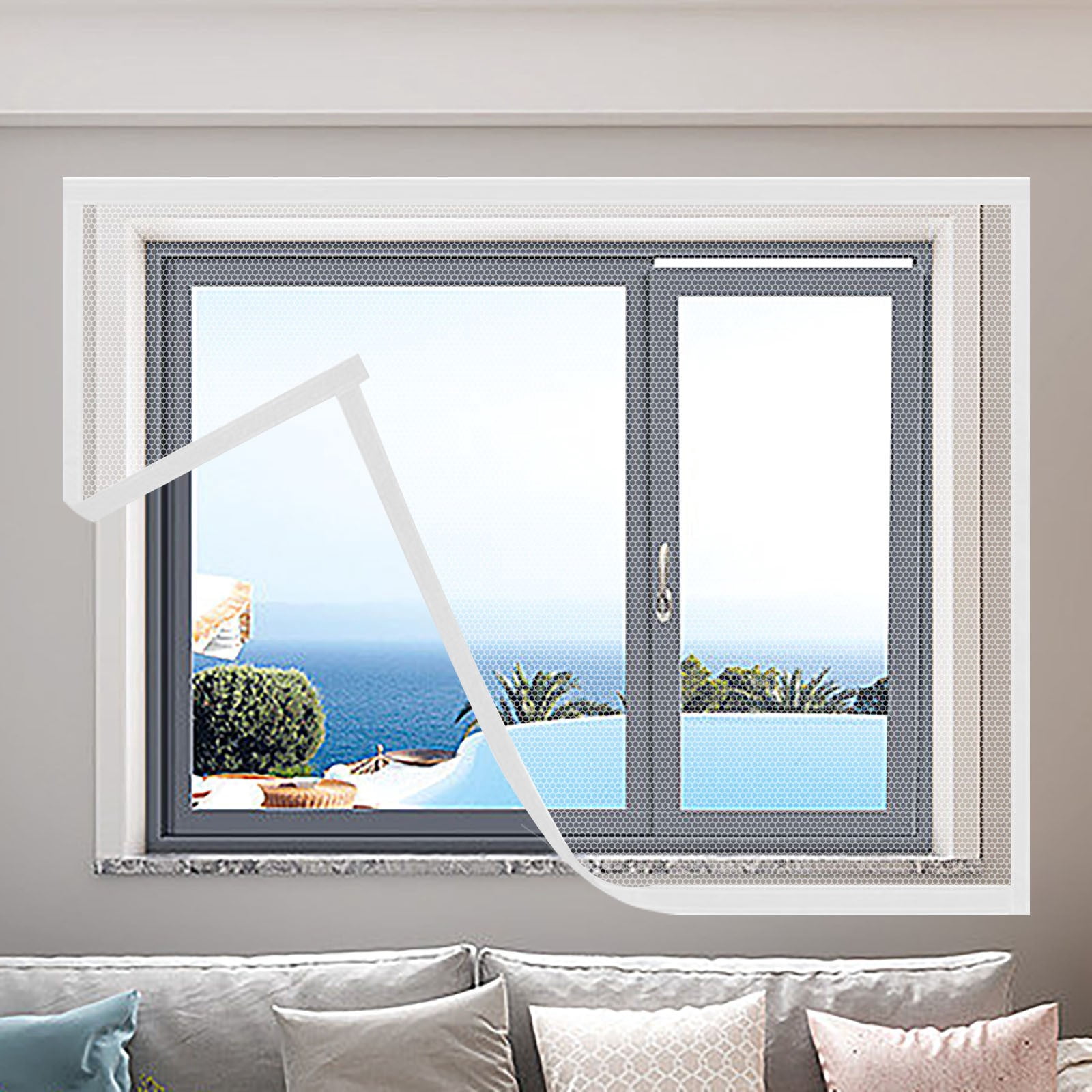 DIY Self-Adhesive Window Mosquito Screen, Adjustable Polyester Mesh ...