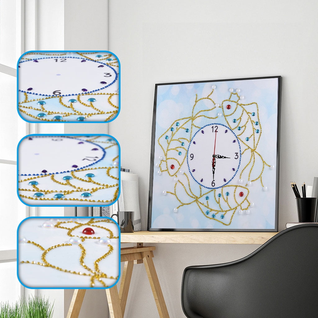 DIY Self-Assembly Fish Shaped Rhinestone Beaded Frameless Wall Clock ...