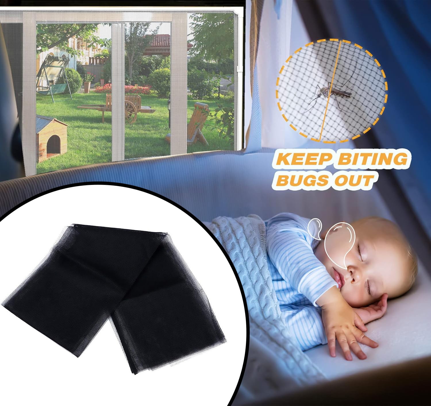 DIY Self Mesh Window Screen Easy Install Barrier Netting for Doors and ...