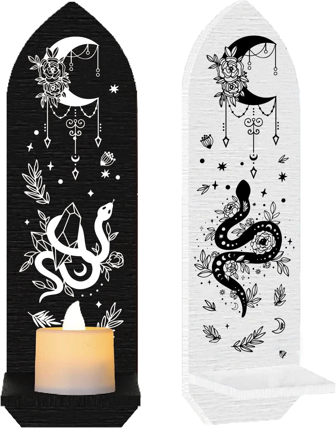 DIY Set of 2 Gothic Wall Candle Holder Shelf Mounted Wooden Pillar ...