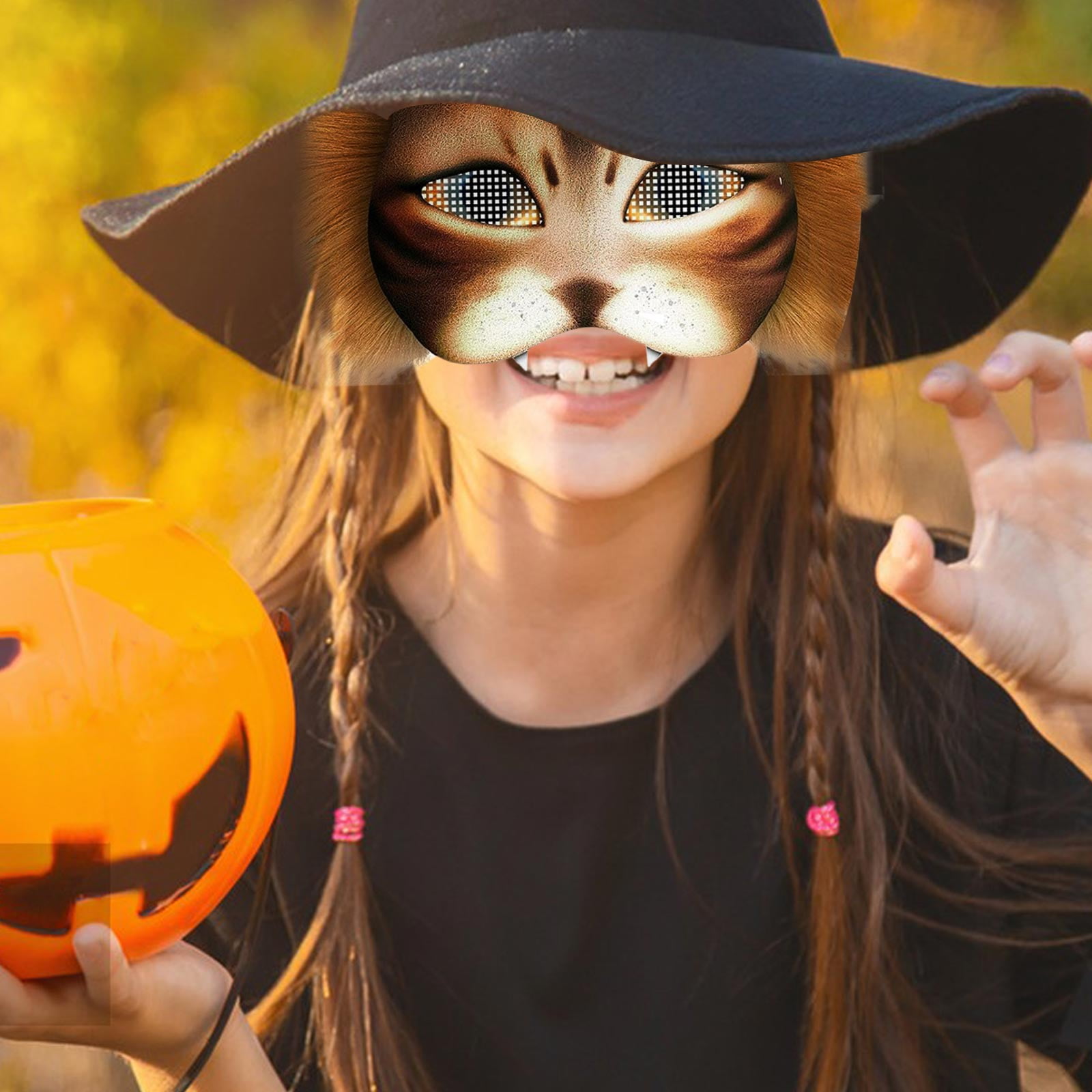 DIY Set 6 Piece DIY Cat Halloween With Eye Net And Fabric Empty Half ...