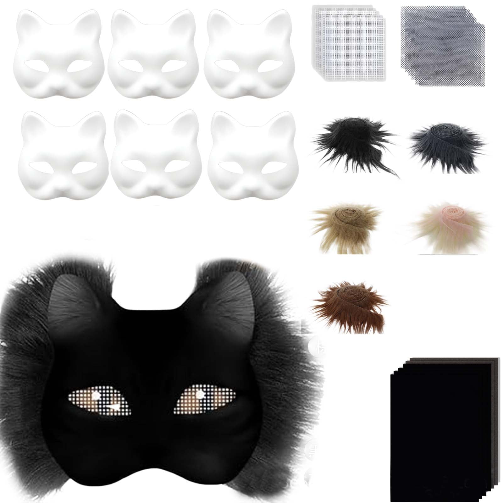 DIY Set 6 Piece DIY Cat Halloween With Faux Eye Net And Fabric Empty ...