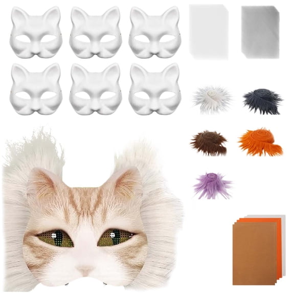 DIY Set 6 Piece DIY Cat Halloween With Faux Eye Net And Fabric Empty ...
