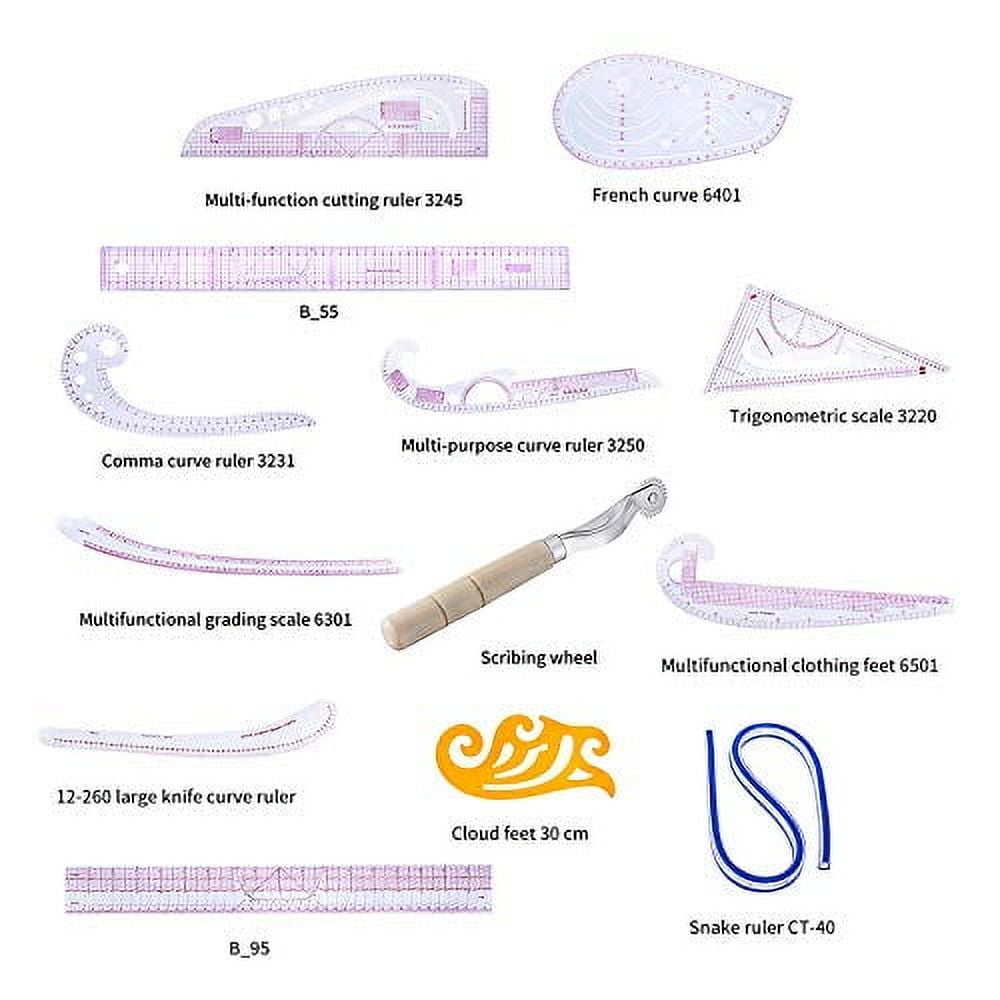 DIY Sewing Ruler Tailor Set, Whuooad 13 Pieces French Metric Ruler Set ...